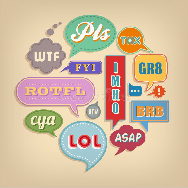 Comic Bubbles with Popular Acronyms & Abbreviations Stock Vector ...