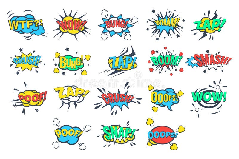 Comic Book Explosion Word Bubbles Stock Illustrations – 830 Comic Book ...