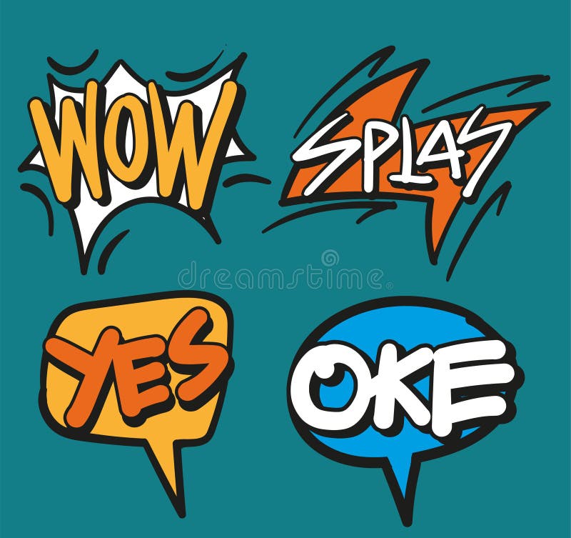 Comic Burst Text Balloons Hand Draw Vector Illustration Stock Vector ...