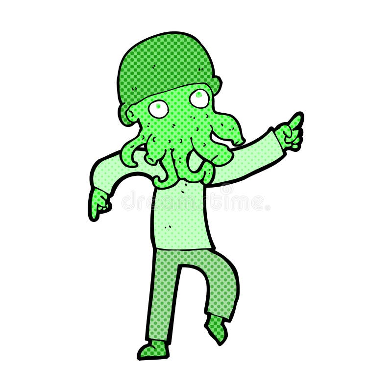 Comic Cartoon Alien Man Dancing Stock Illustration - Illustration of ...