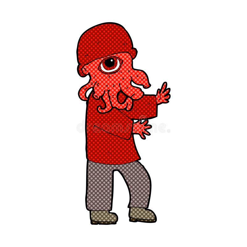 Comic cartoon alien man stock illustration. Illustration of cheerful ...