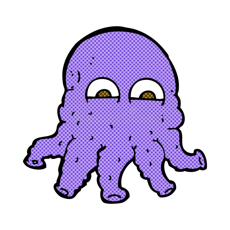 Comic Cartoon Alien Squid Face Stock Illustration - Illustration of ...