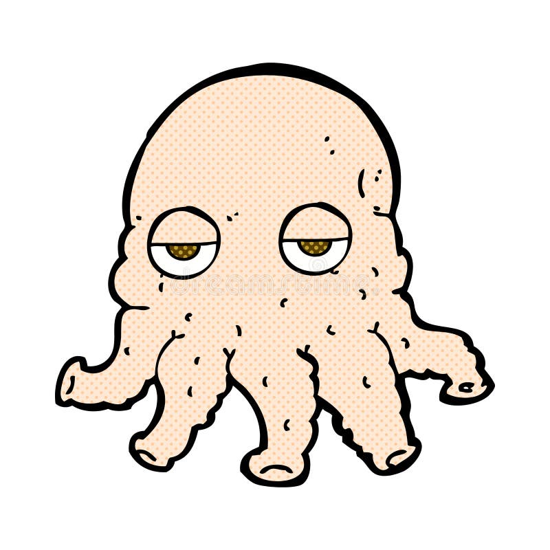 Comic Cartoon Alien Squid Face Stock Illustration - Illustration of ...