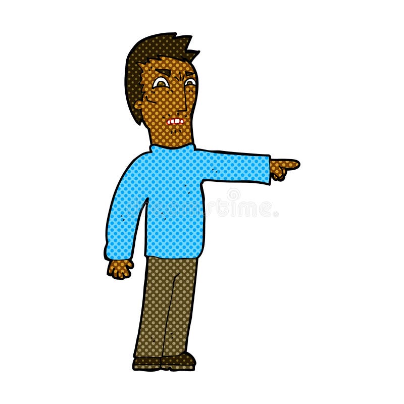 Comic Cartoon Angry Man Pointing Stock Illustration - Illustration of ...