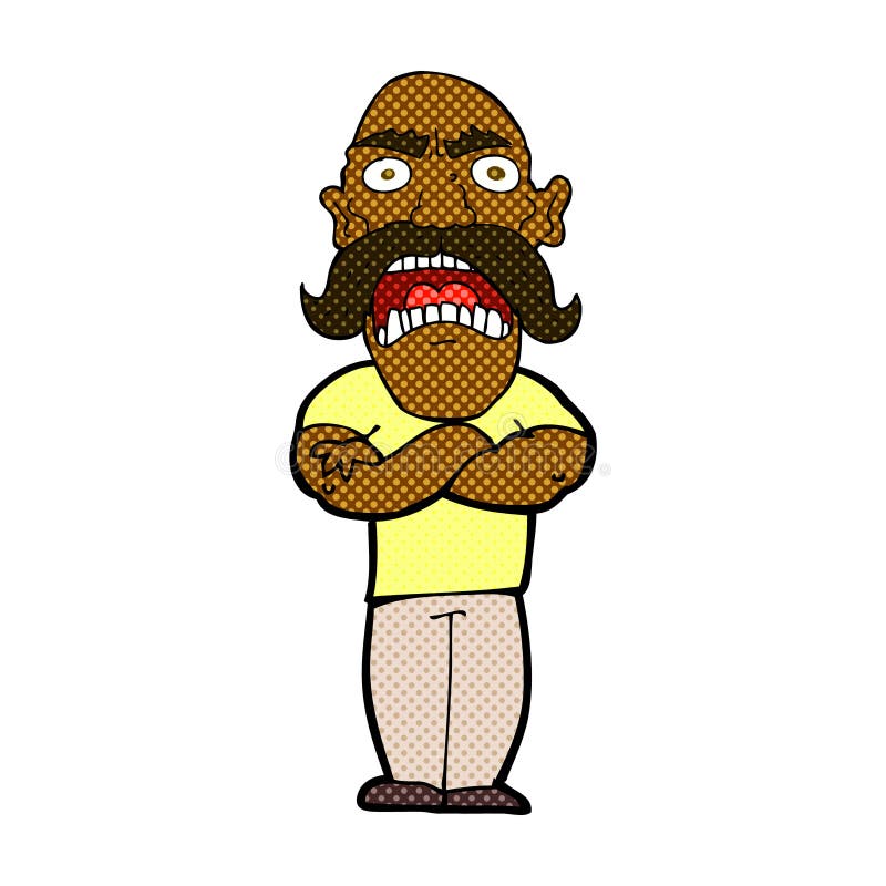 Comic cartoon angry man stock illustration. Illustration of cute - 52878953