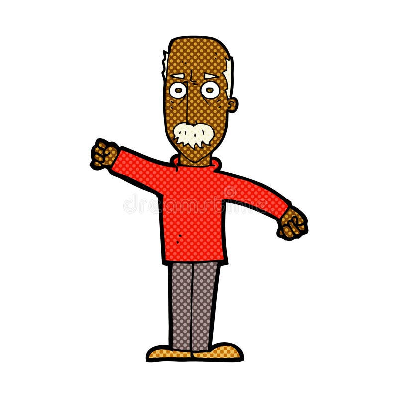 Comic Cartoon Angry Old Man Stock Illustration - Illustration of quirky ...
