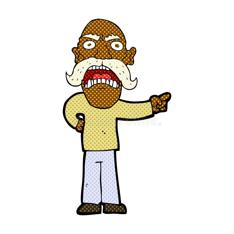 Comic Cartoon Angry Old Man Stock Illustration - Illustration of ...