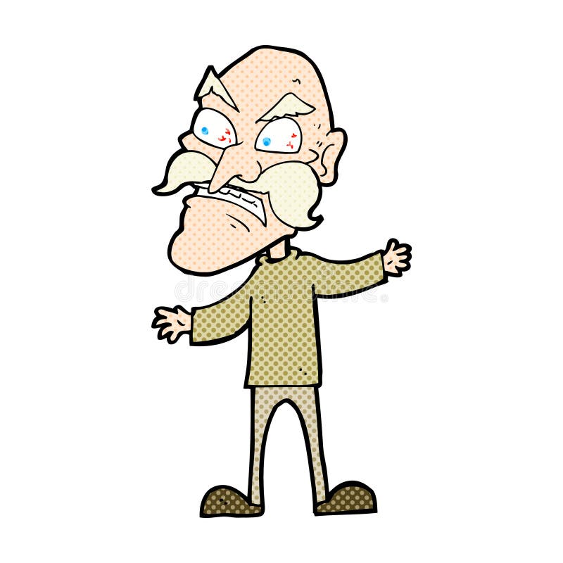 Comic Cartoon Angry Old Man Stock Illustration - Illustration of ...