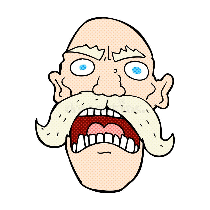 Comic Cartoon Angry Old Man Stock Illustration - Illustration of male ...