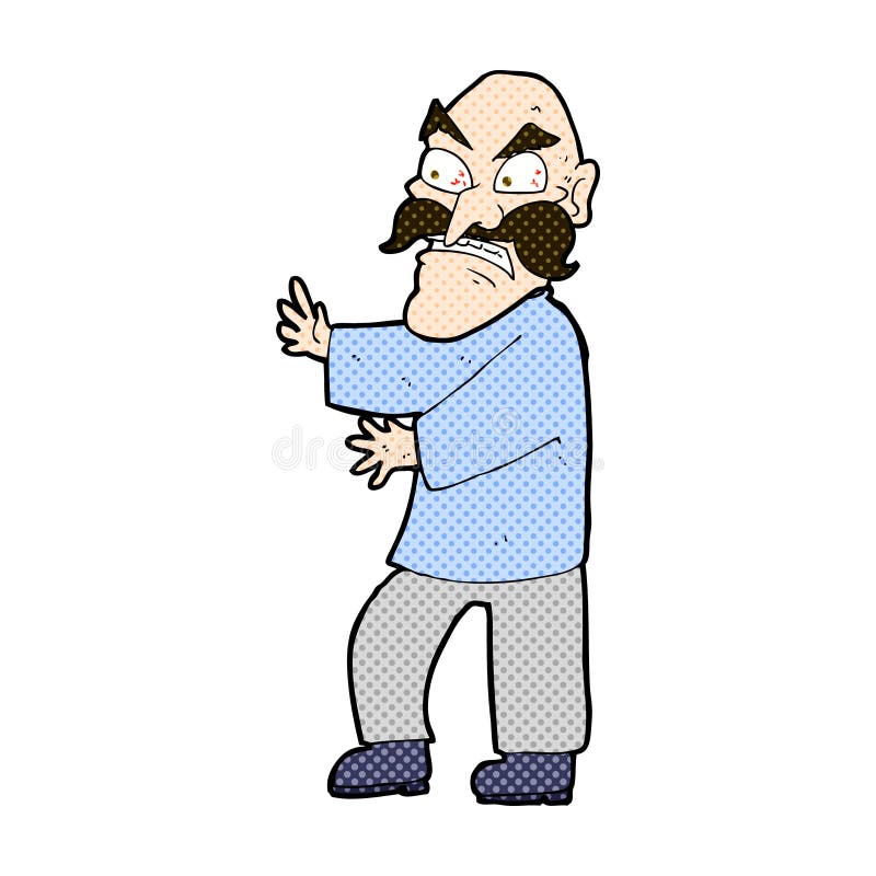 Comic Cartoon Angry Old Man Stock Illustration - Illustration of cute ...