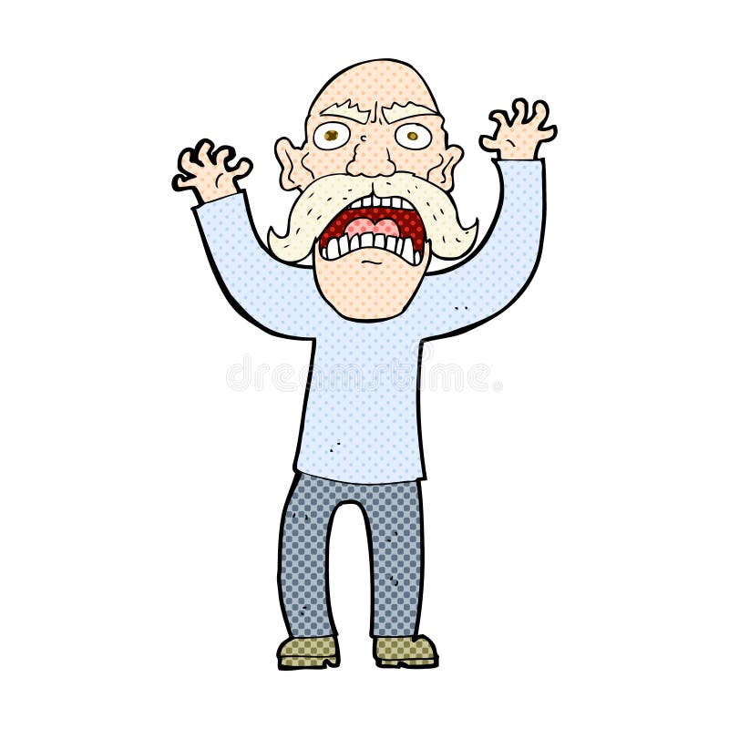 Comic Cartoon Angry Old Man Stock Illustration - Illustration of hand ...