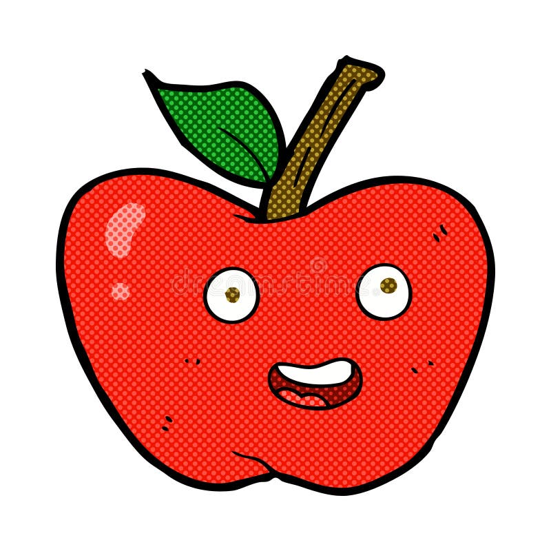 Comic cartoon apple stock illustration. Illustration of retro - 52878799