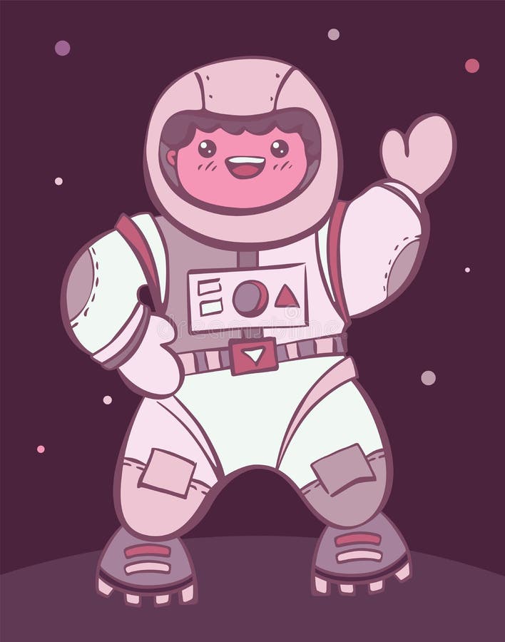 Comic Cartoon Astronaut Boy in Space Suit Landed on Planet Illustration ...