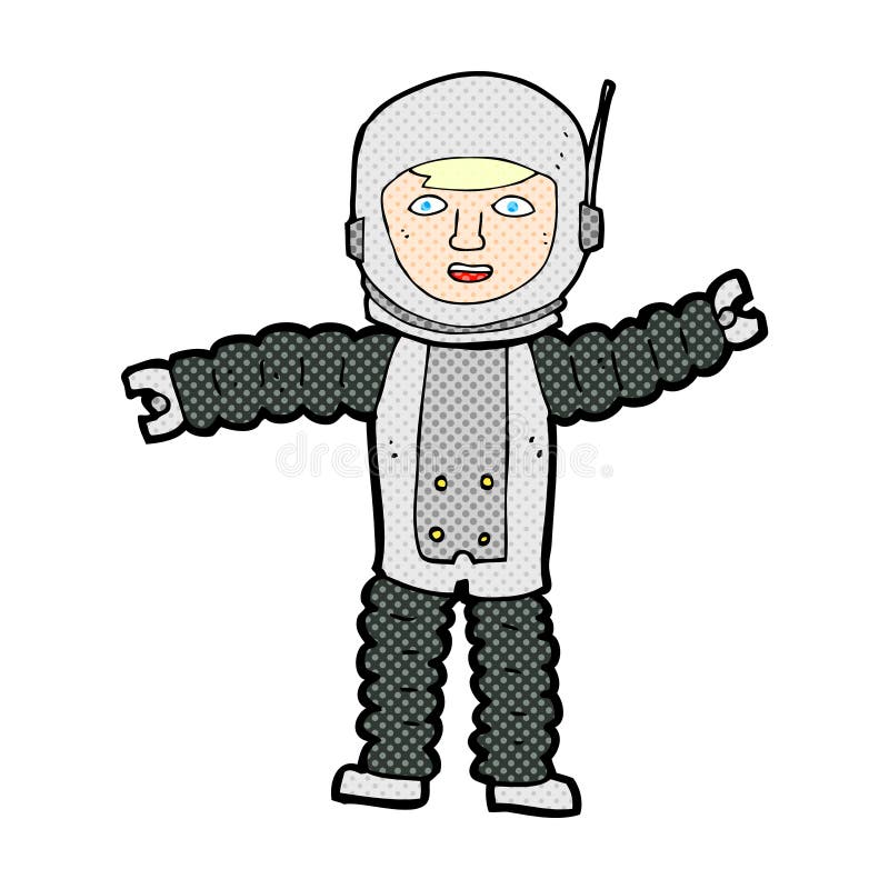 Comic cartoon astronaut stock illustration. Illustration of design ...