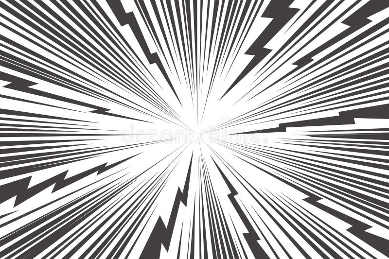 Comic Cartoon Background with Lightning Burst Effect. Vector Manga Graphic with Flash and ...