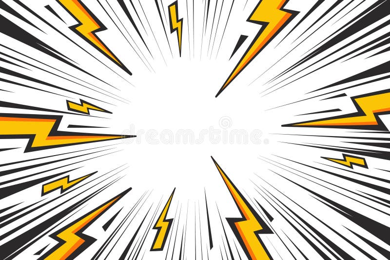 Comic Cartoon Background with Lightning Burst Effect. Vector Manga ...