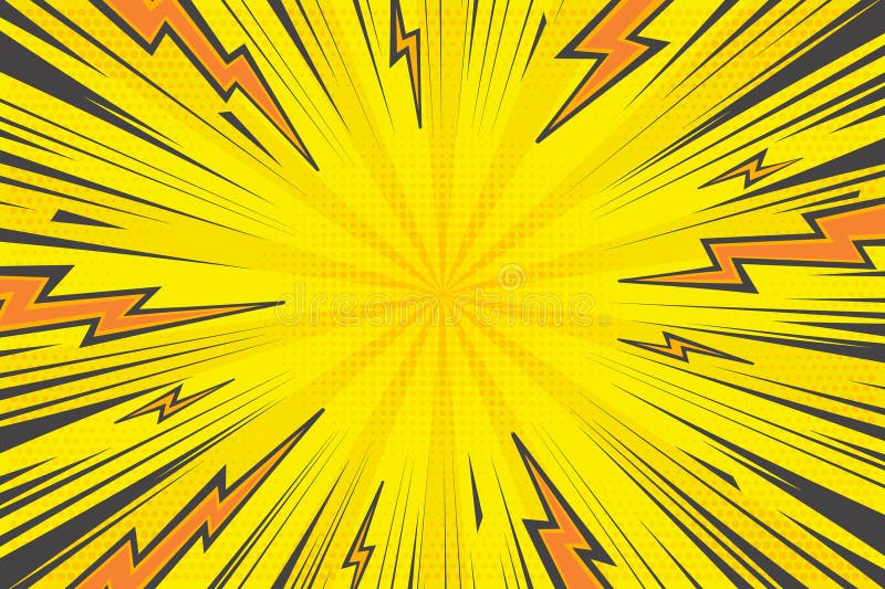 Comic Cartoon Background with Lightning Burst Effect. Vector Manga ...