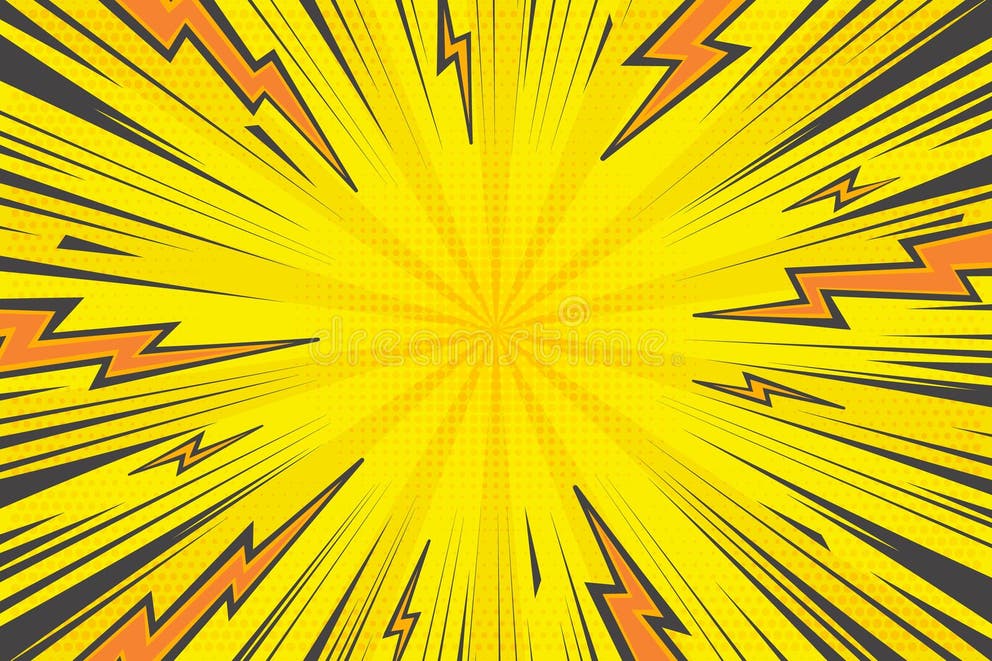 Comic Cartoon Background with Lightning Burst Effect. Vector Manga ...