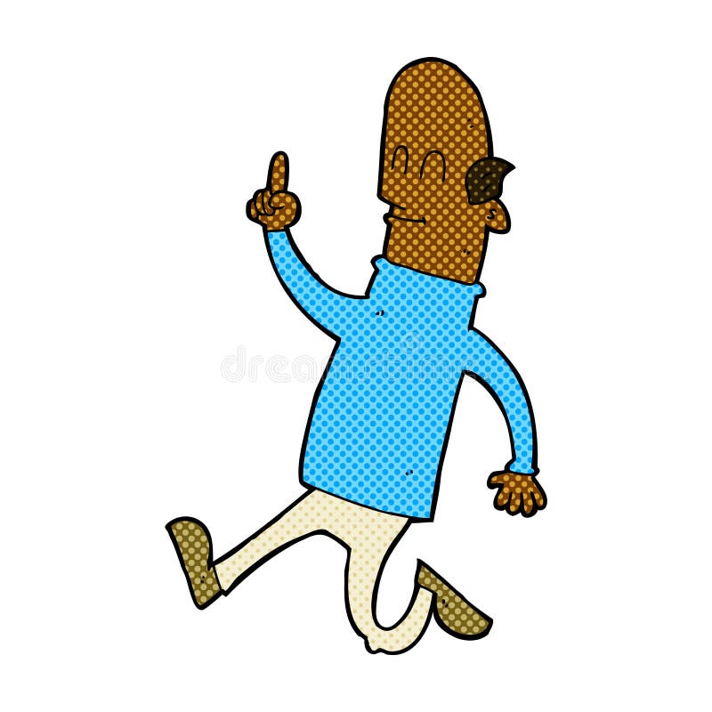 Comic Cartoon Bald Man with Idea Stock Illustration - Illustration of ...