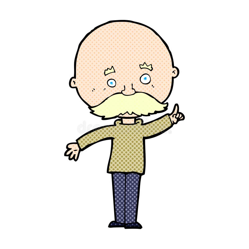 Comic Cartoon Bald Man with Idea Stock Illustration - Illustration of ...