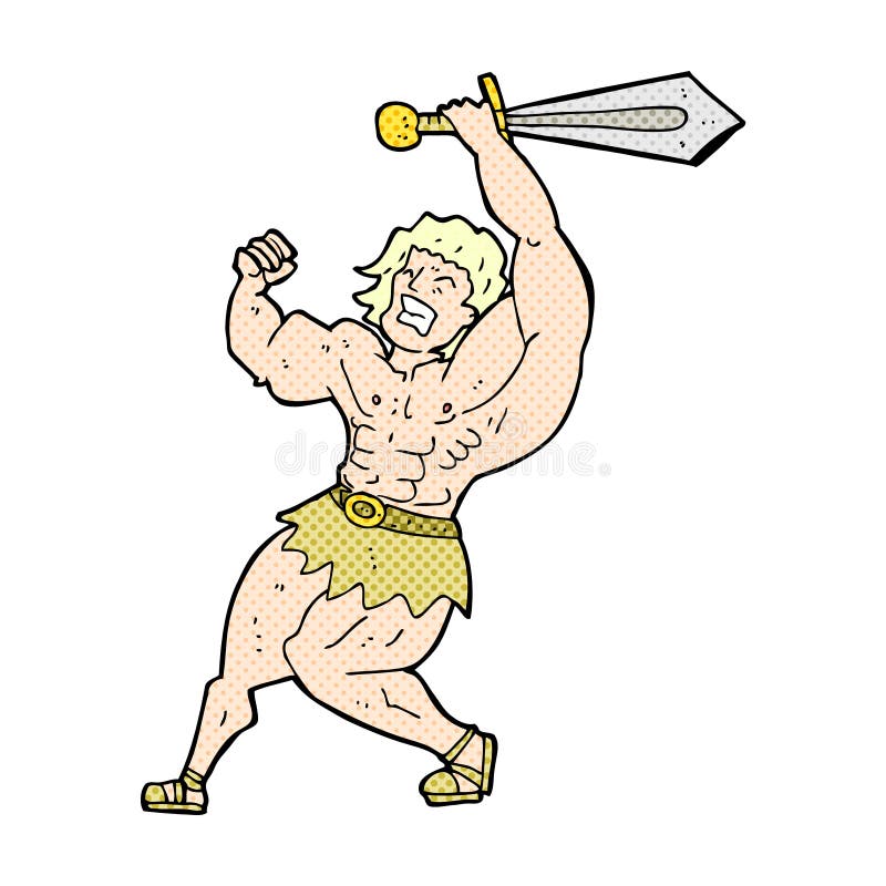 Comic Cartoon Barbarian Hero Stock Illustration - Illustration of ...