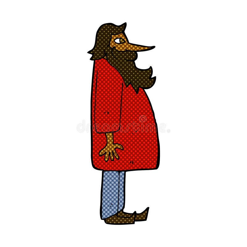Comic Cartoon Bearded Old Man Stock Illustration - Illustration of ...