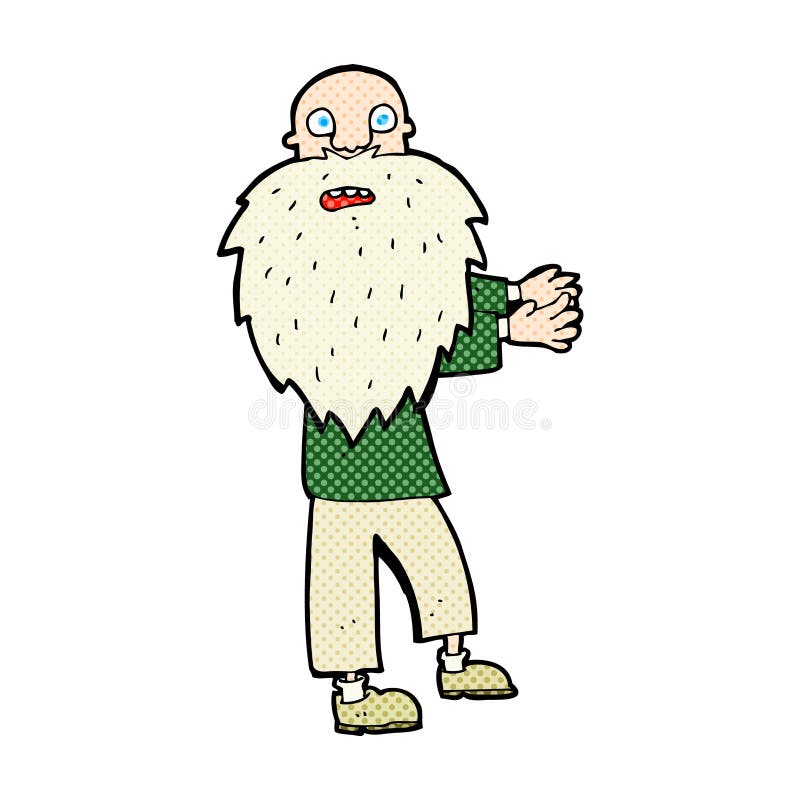 Comic Cartoon Bearded Old Man Stock Illustration - Illustration of ...