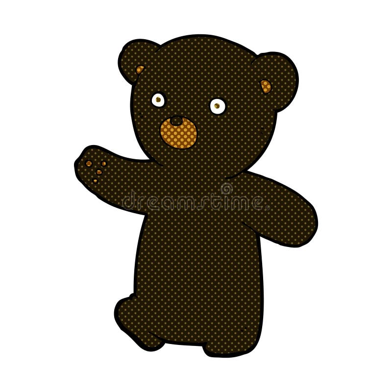 Comic Cartoon Black Bear Cub Stock Illustration - Illustration of style ...
