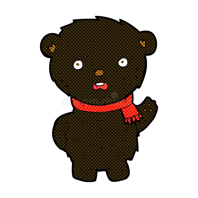 Comic Cartoon Black Bear Wearing Scarf Stock Illustration ...