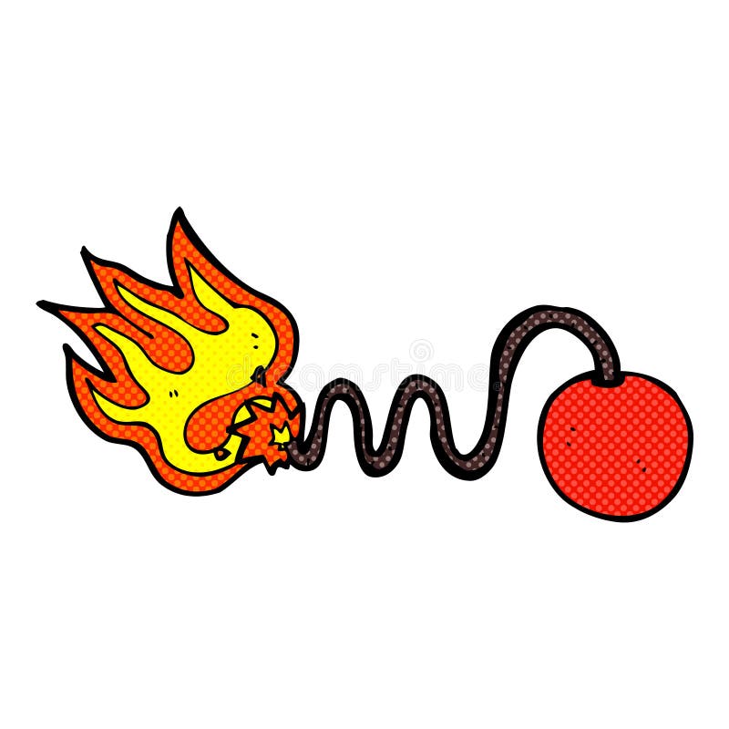 Comic Cartoon Bomb with Burning Fuse Stock Illustration - Illustration ...