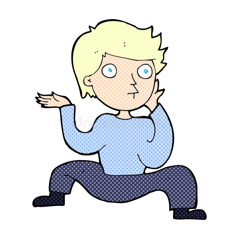 Comic Cartoon Boy Doing Crazy Dance Stock Illustration - Illustration ...