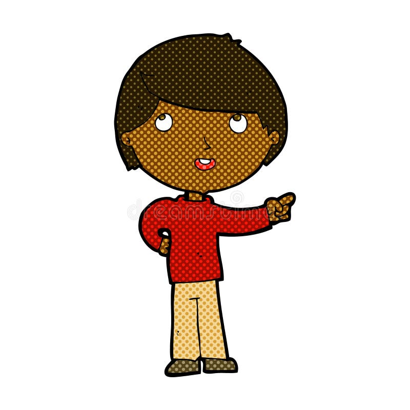 Comic cartoon boy pointing stock illustration. Illustration of print ...