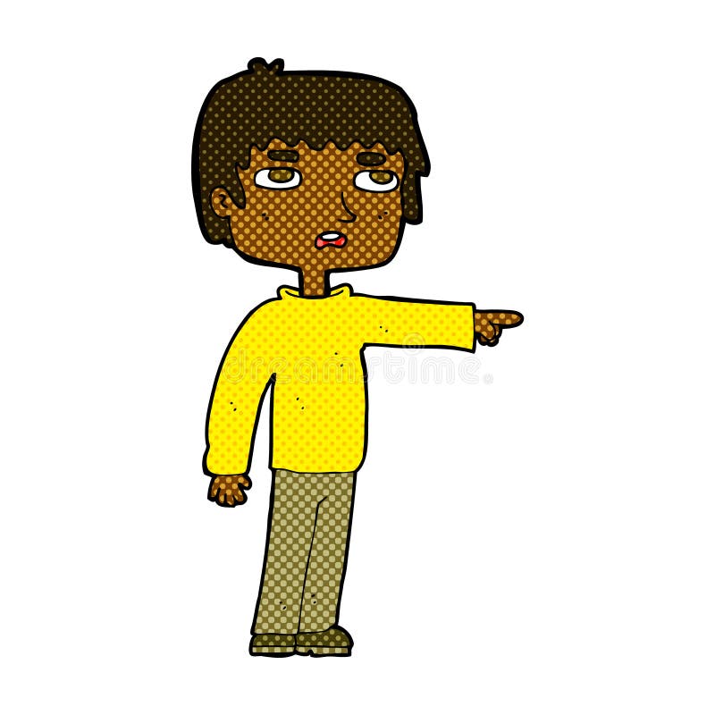 Comic cartoon boy pointing stock illustration. Illustration of hand ...