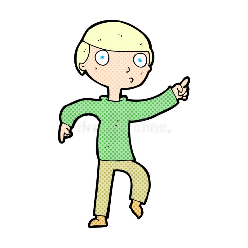 Comic cartoon boy pointing stock illustration. Illustration of ...
