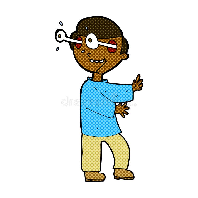 Comic Cartoon Boy with Popping Out Eyes Stock Illustration ...