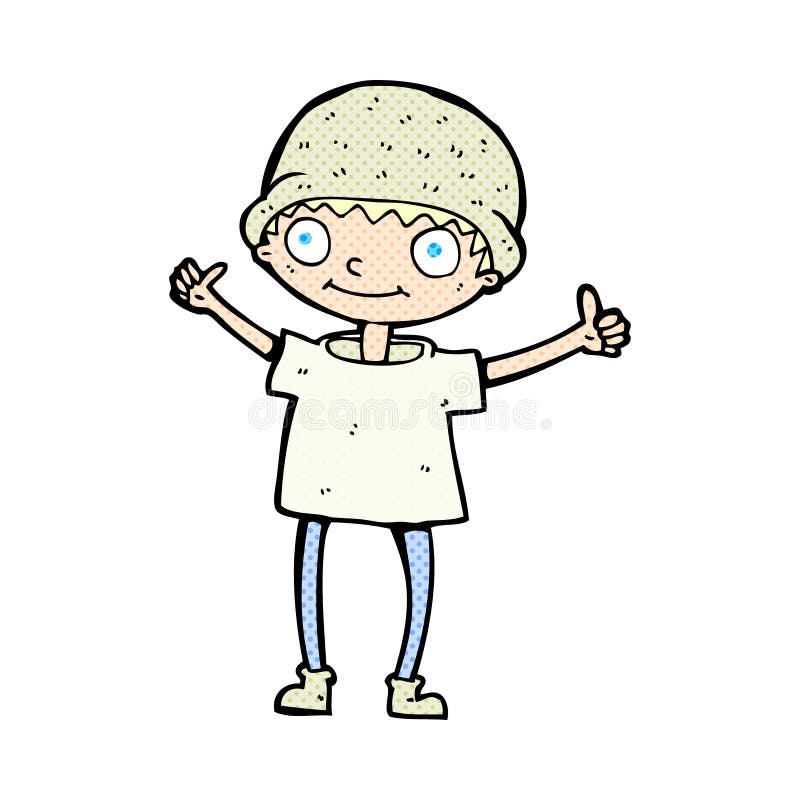 Comic Cartoon Boy with Positive Attitude Stock Illustration ...