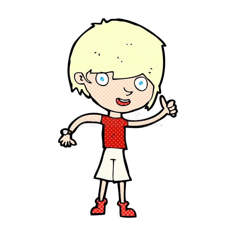 Comic Cartoon Boy with Positive Attitude Stock Illustration ...