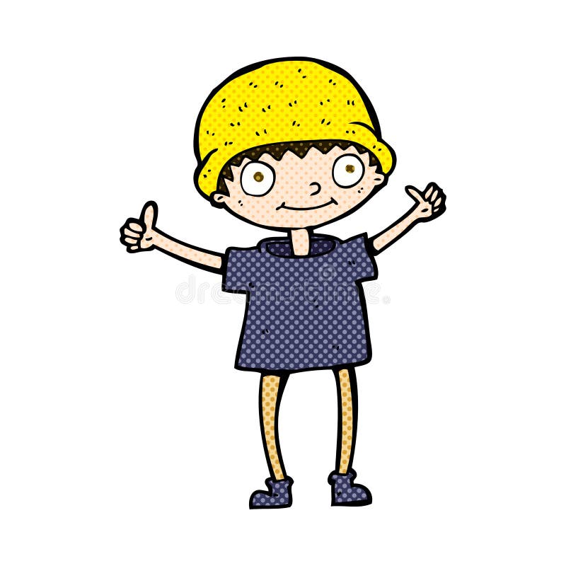 Comic Cartoon Boy with Positive Attitude Stock Illustration ...