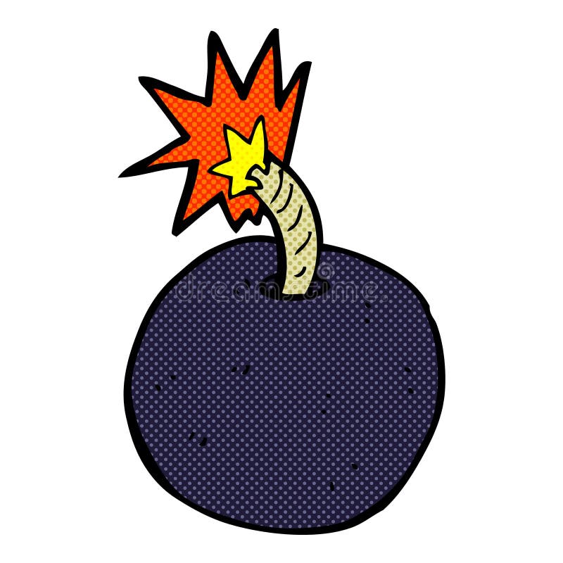 Comic cartoon burning bomb stock illustration. Illustration of ...