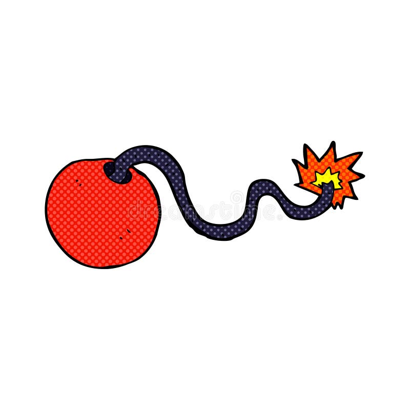 Comic cartoon burning bomb stock illustration. Illustration of ...