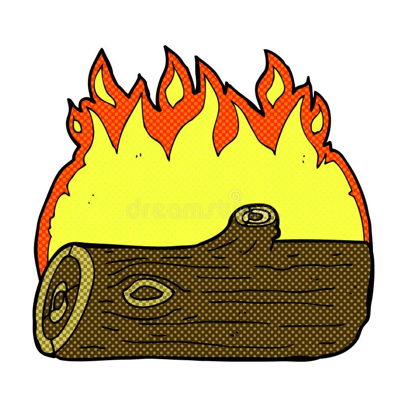 Comic cartoon burning log stock illustration. Illustration of cartoon ...