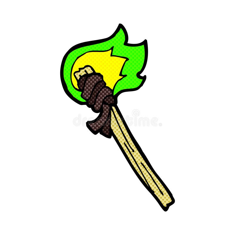 Comic Cartoon Burning Torch Stock Illustration - Illustration of doodle ...