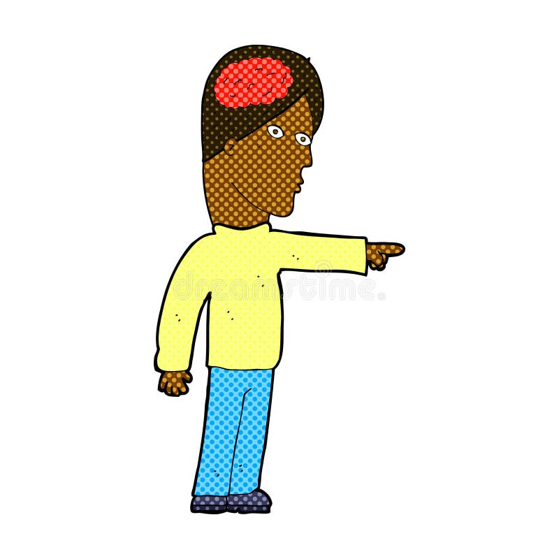 Comic Cartoon Clever Man Pointing Stock Illustration - Illustration of ...