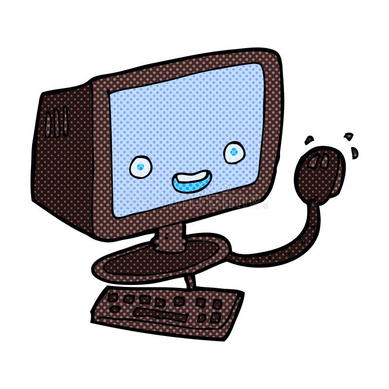 Comic cartoon computer stock illustration. Illustration of computer ...
