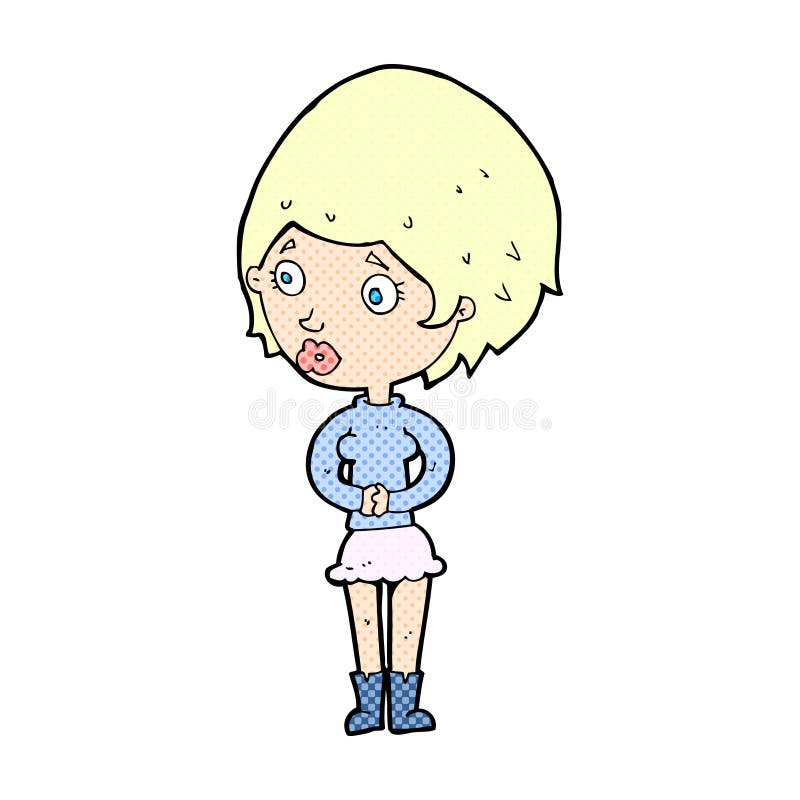 Cartoon concerned woman stock illustration. Illustration of drawing ...