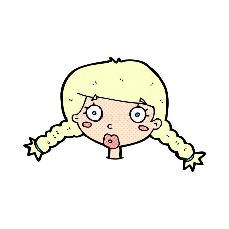 Comic Cartoon Confused Female Face Stock Illustration - Illustration of ...