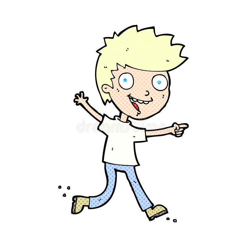Comic Cartoon Crazy Excited Boy Stock Illustration - Illustration of ...