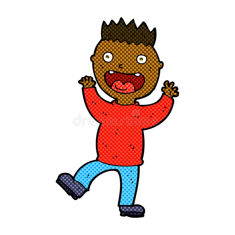 Comic Cartoon Crazy Happy Man Stock Illustration - Illustration of ...