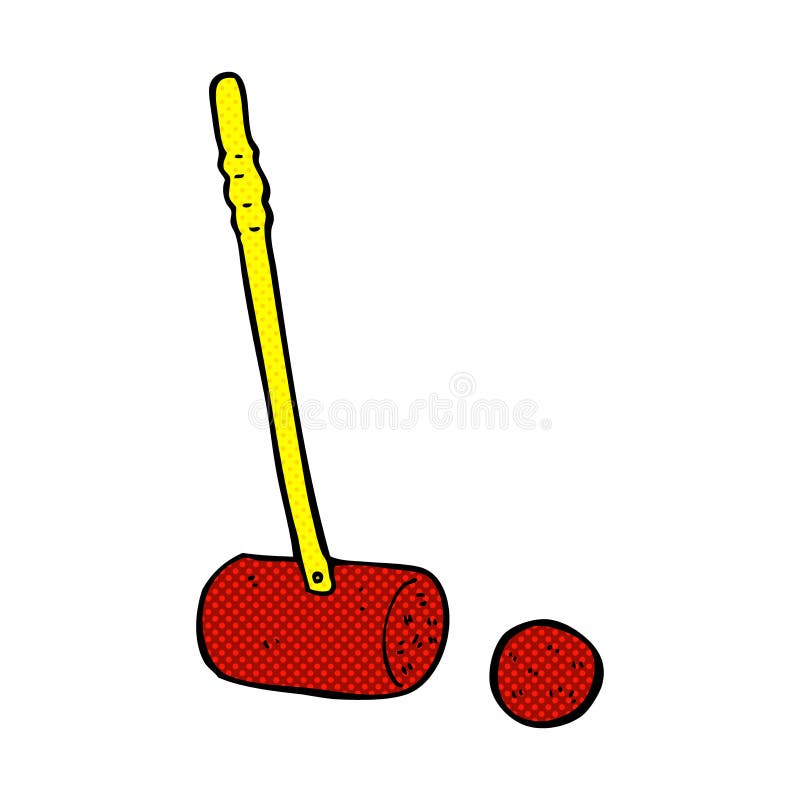 Cartoon Croquet Mallet and Ball Stock Illustration - Illustration of ...