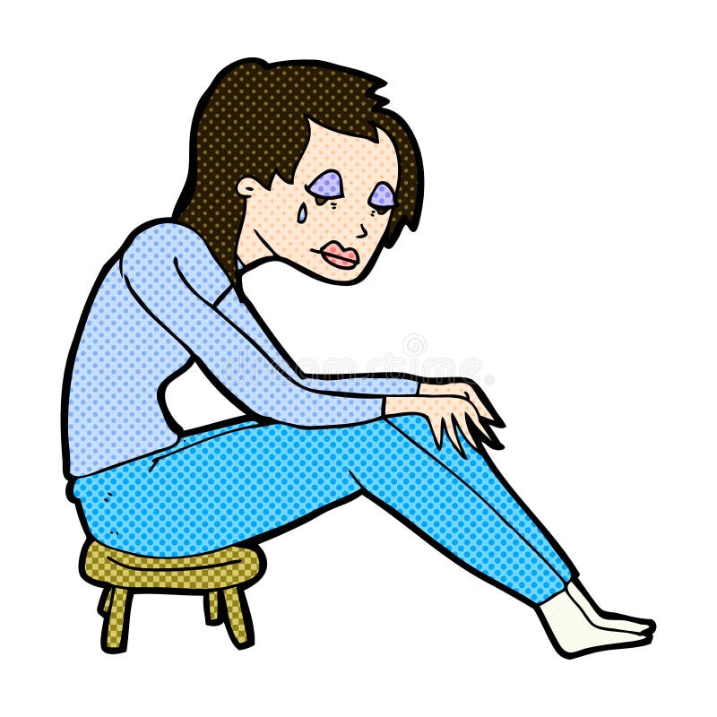 Comic cartoon crying woman stock illustration. Illustration of retro ...